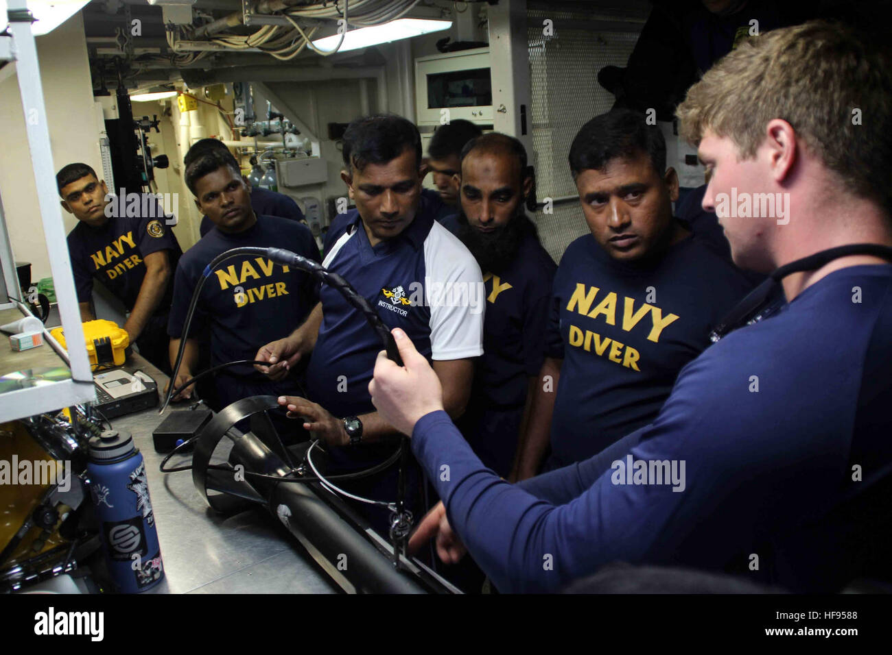 Navy Diver 3rd Class Evan Negley, assigned to Mobile Diving Salvage ...