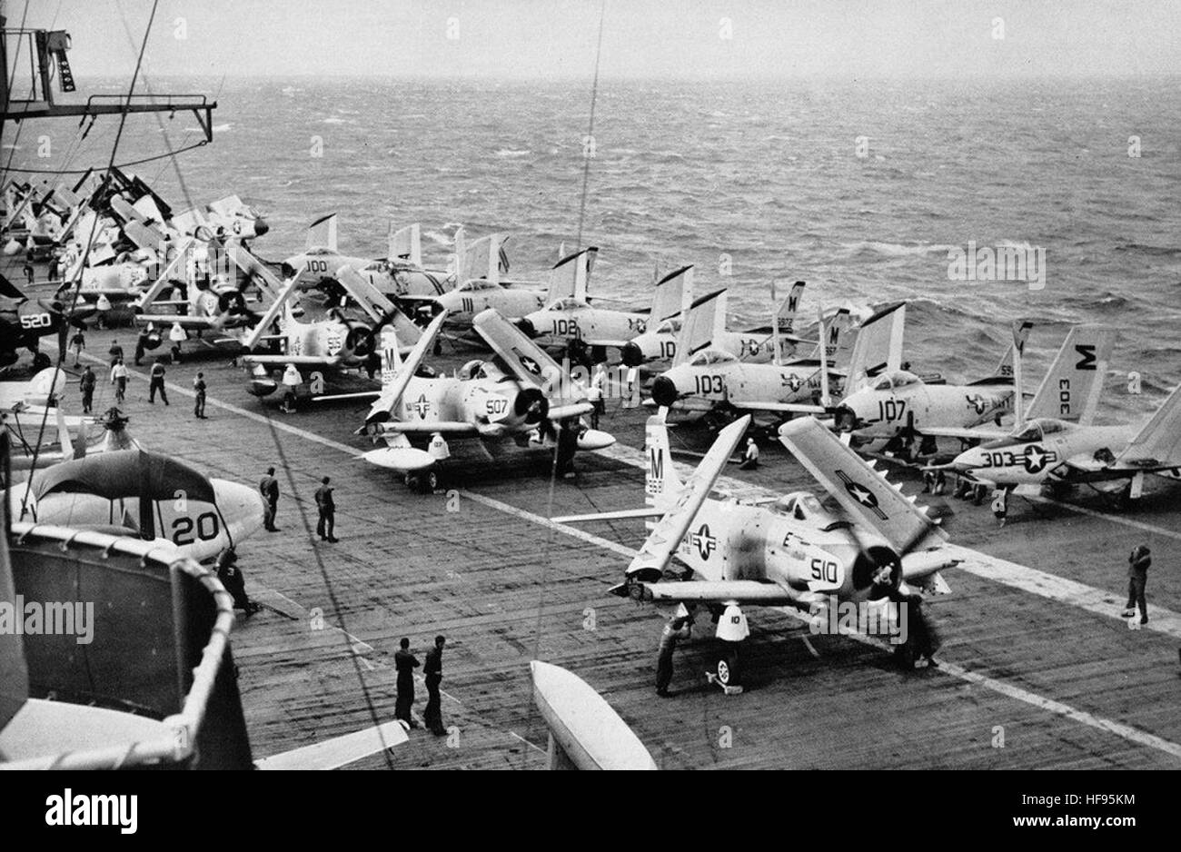 Carrier Air Group 2 aircraft on USS Shangri-La (CVA-38) c1957 Stock ...