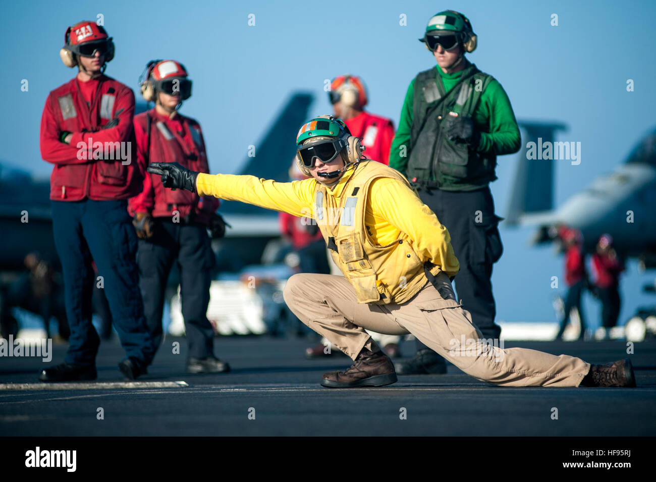 Flight deck officer catapult hi-res stock photography and images - Alamy