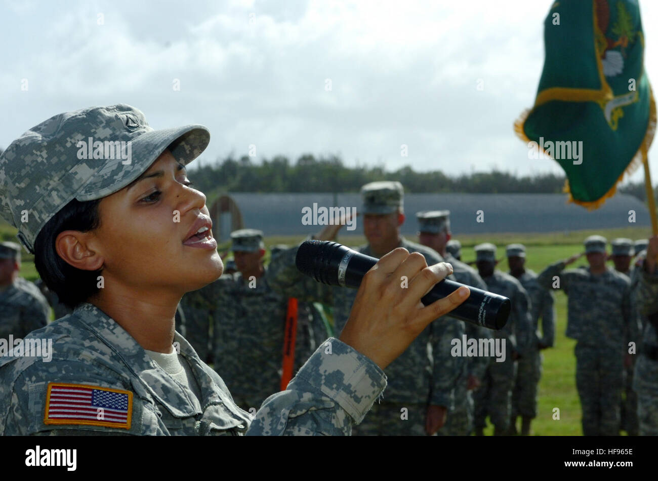 Pfc. Mercedes Diaz sang the national athem at the recent 525th MP ...