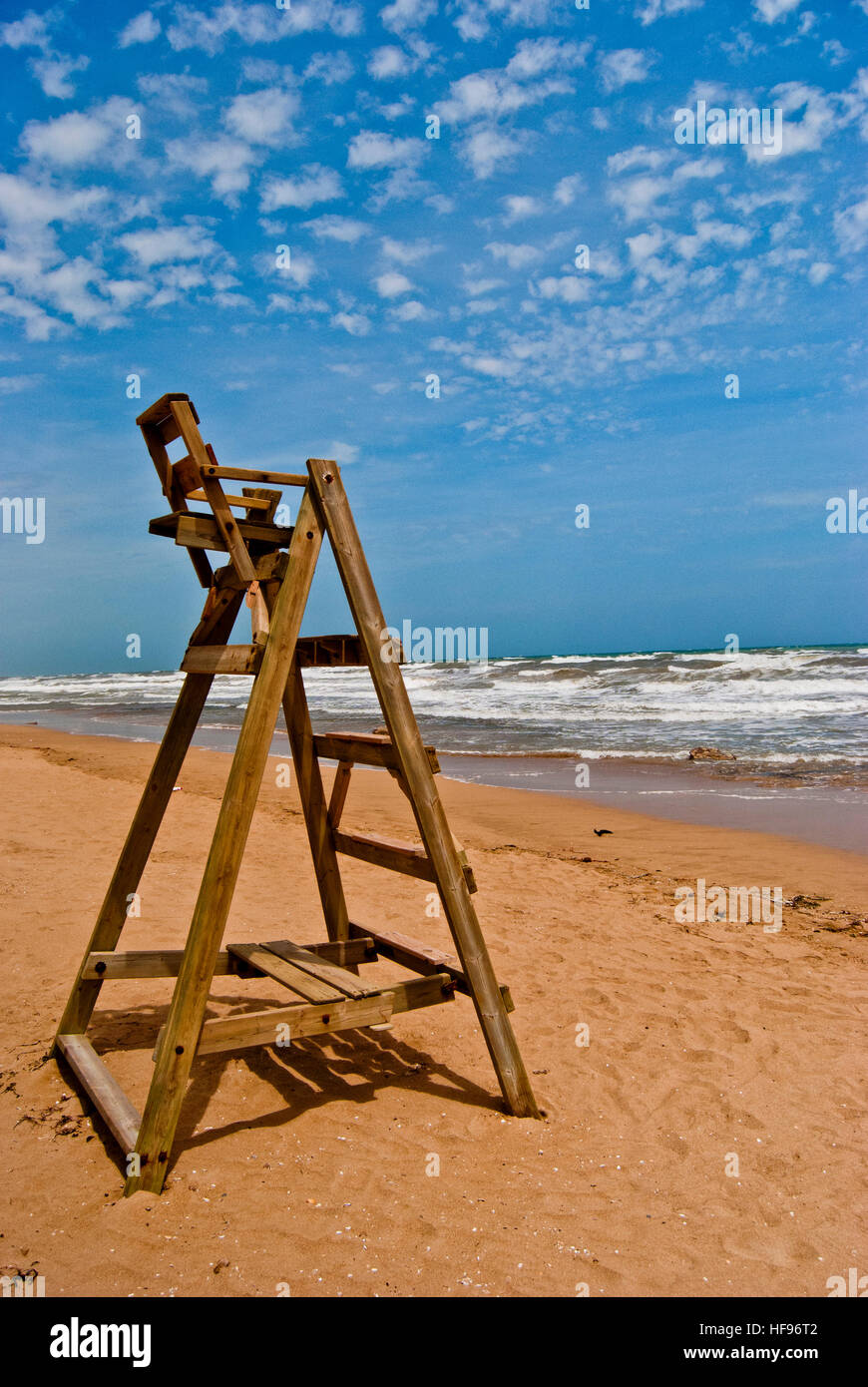 old Lifeguard chair on sunny beach Stock Photo - Alamy