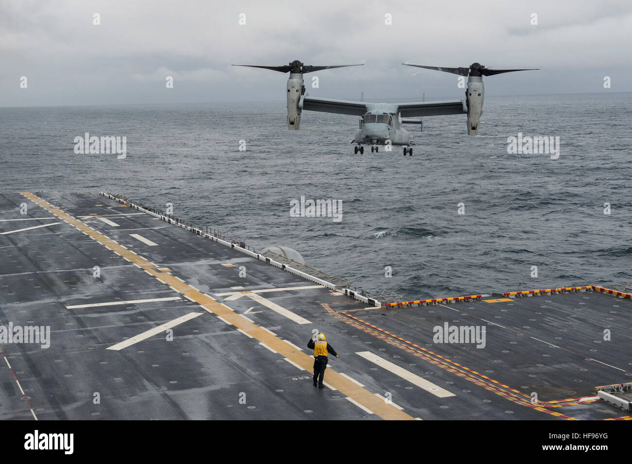 A tilt-rotor MV-22 Osprey, assigned to the "Argonauts" of Marine ...
