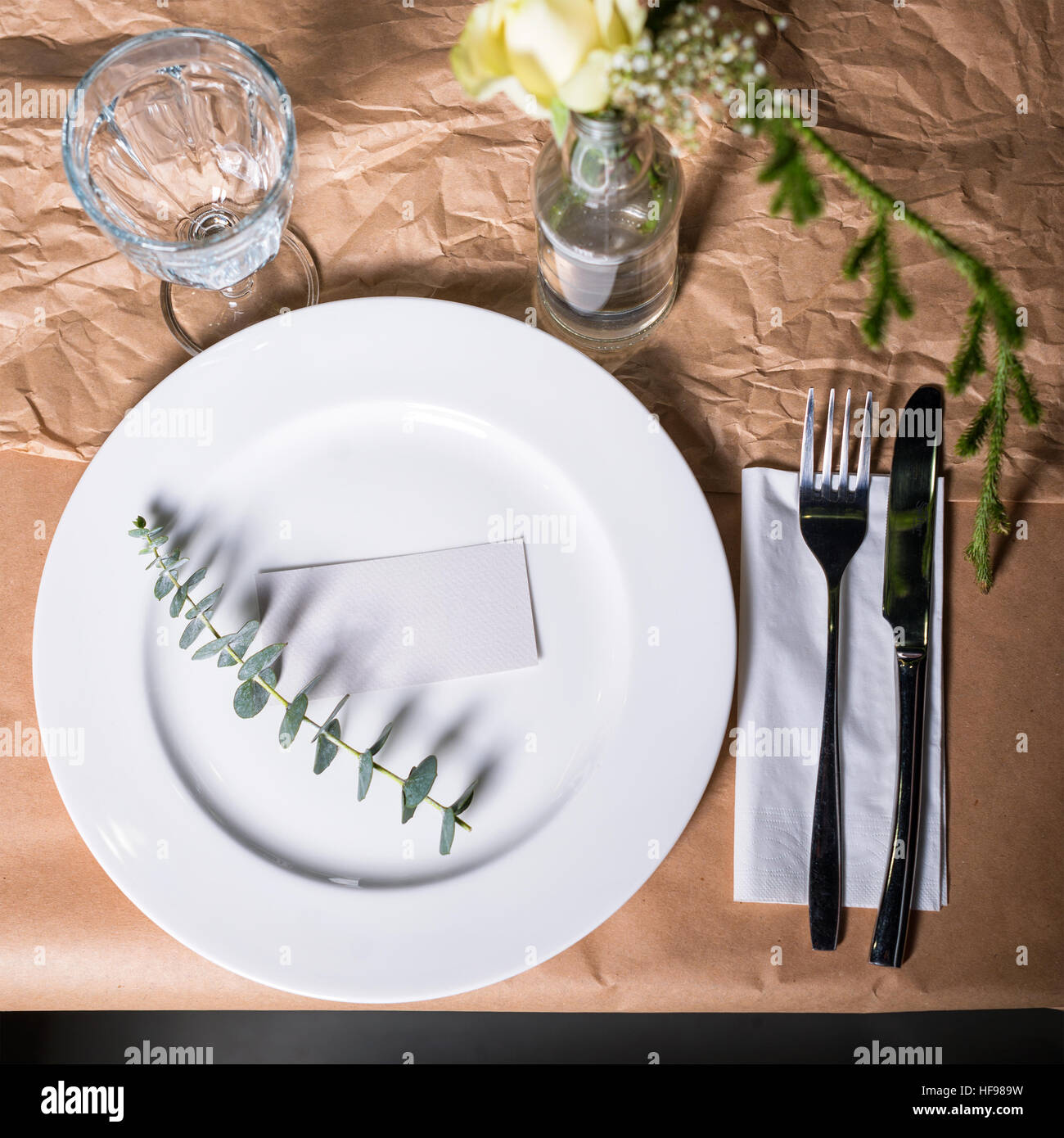 Decorated table ready for dinner. Beautifully decorated table set with ...