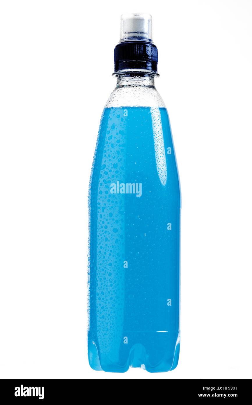 Bottle with blue energy drink Stock Photo - Alamy