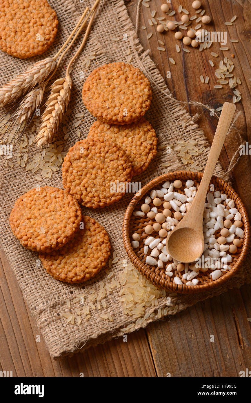 biscuits on cereal and rice homemade Stock Photo - Alamy