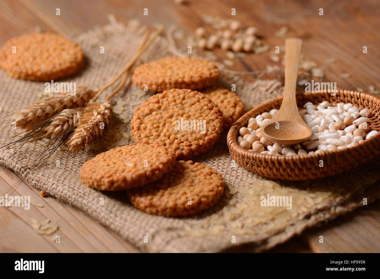 biscuits on cereal and rice homemade Stock Photo - Alamy