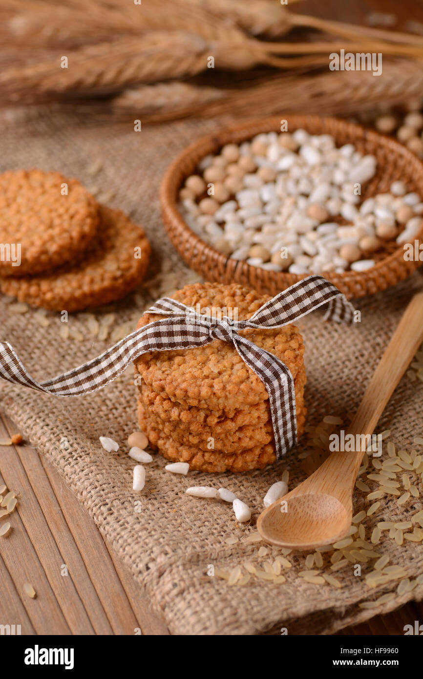 biscuits on cereal and rice homemade Stock Photo - Alamy