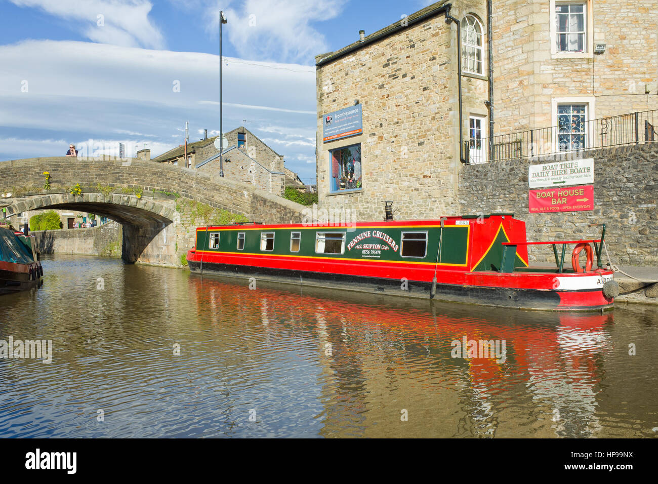 narrow canal boat Skipton Leeds and Liverpool canal North Yorkshire ...