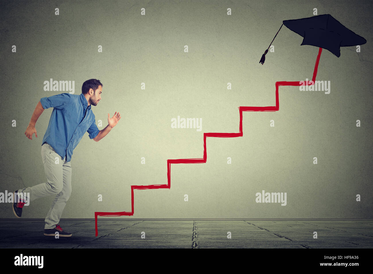 Man up ladder hi-res stock photography and images - Alamy