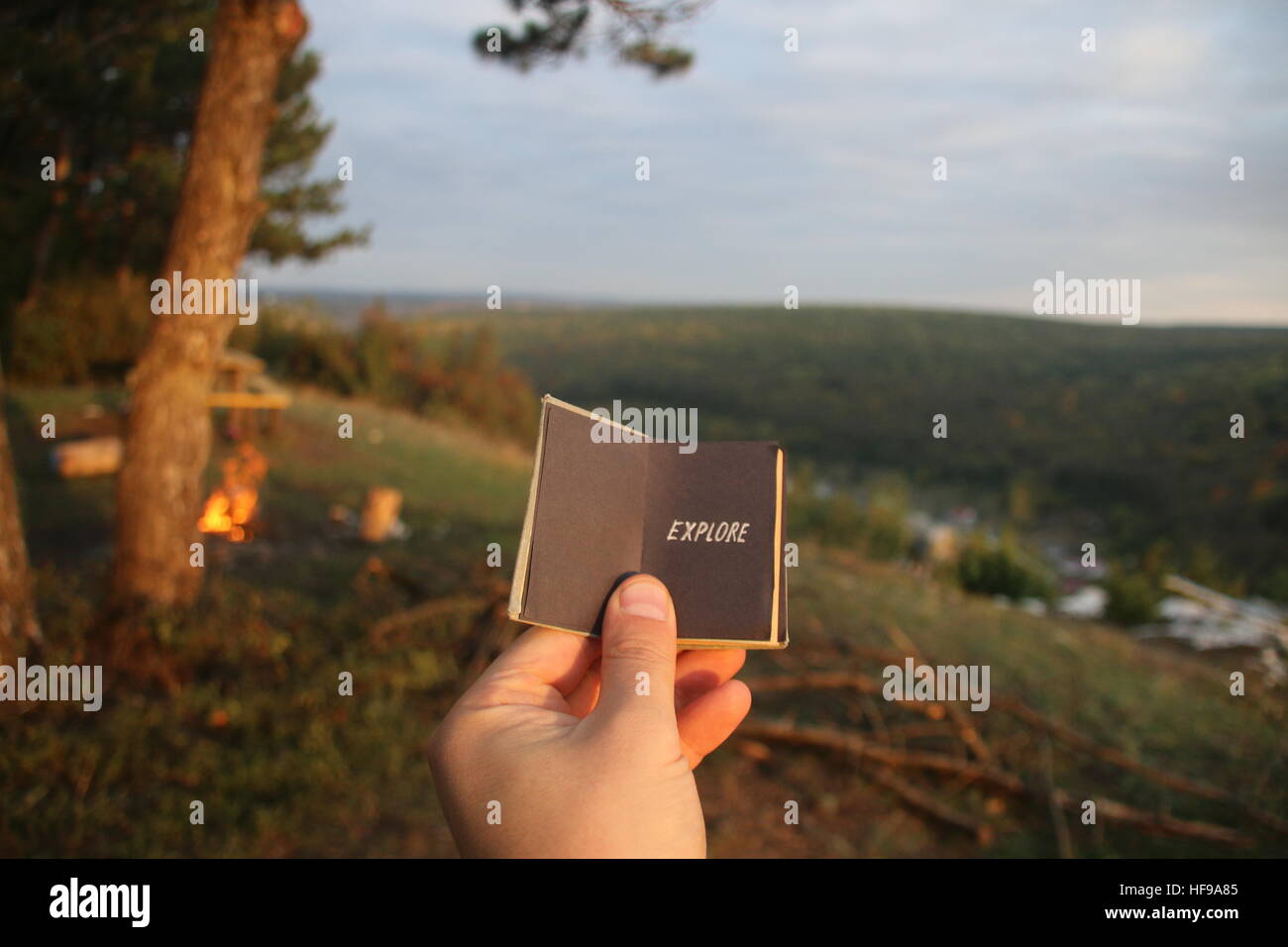 Explore idea. Book with text Stock Photo - Alamy