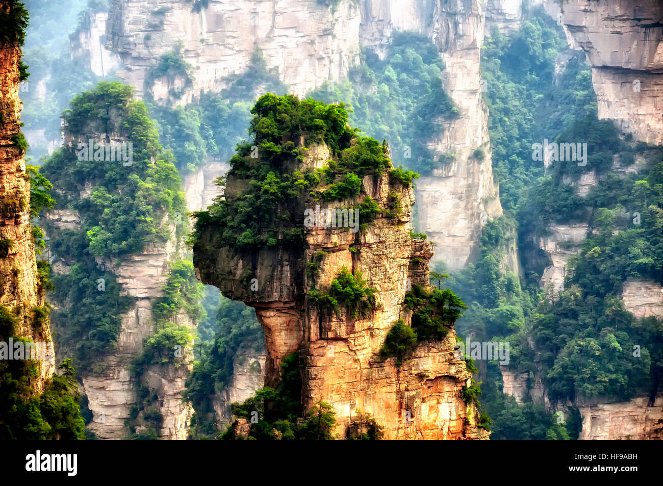 The dramatic mountain landscape in the Zhangjiajie national forest park ...
