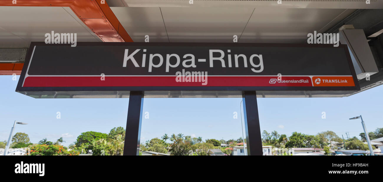 Name sign of the new Kippa Ring Railway Station on the Redcliffe ...
