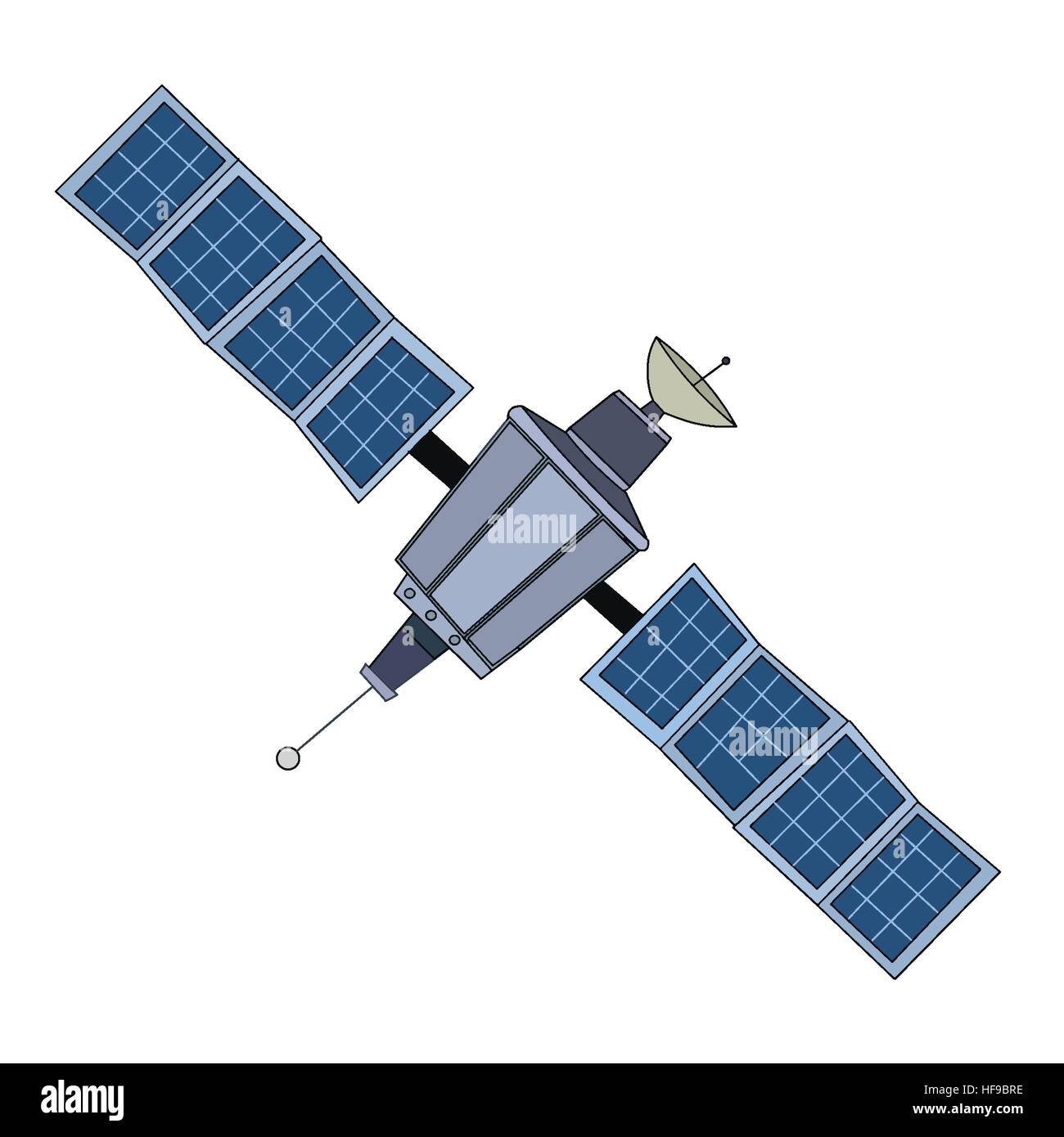 A large outer space satellite with cells over a white background Stock ...