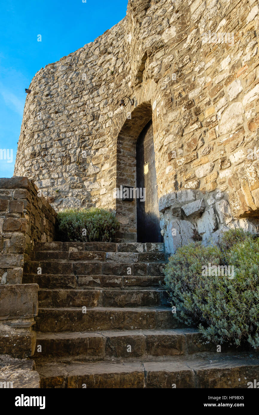 Staircase leading to the door in the castle wall (Socerb in Slovenia ...