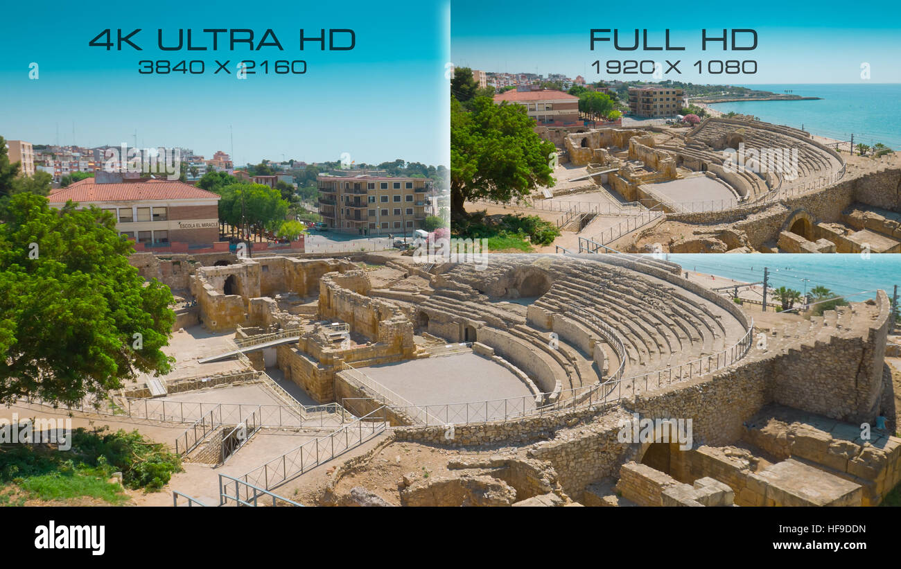 3840x2160 4K Ultra HD and 1920x1080 Full HD comparison Stock Photo - Alamy