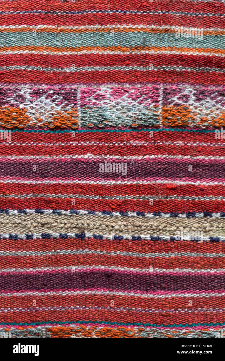 Ancient Andean colored fabric spun and woven by hand Stock Photo - Alamy