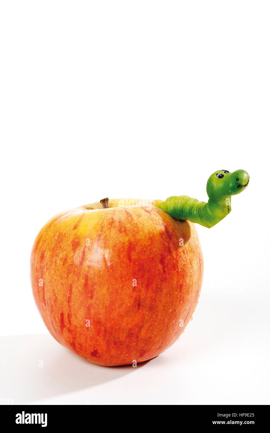 Apple and worm Stock Photo - Alamy