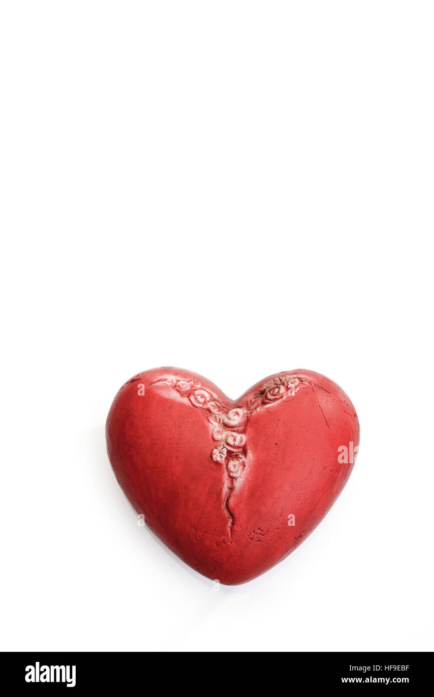 Cracked red heart Stock Photo - Alamy