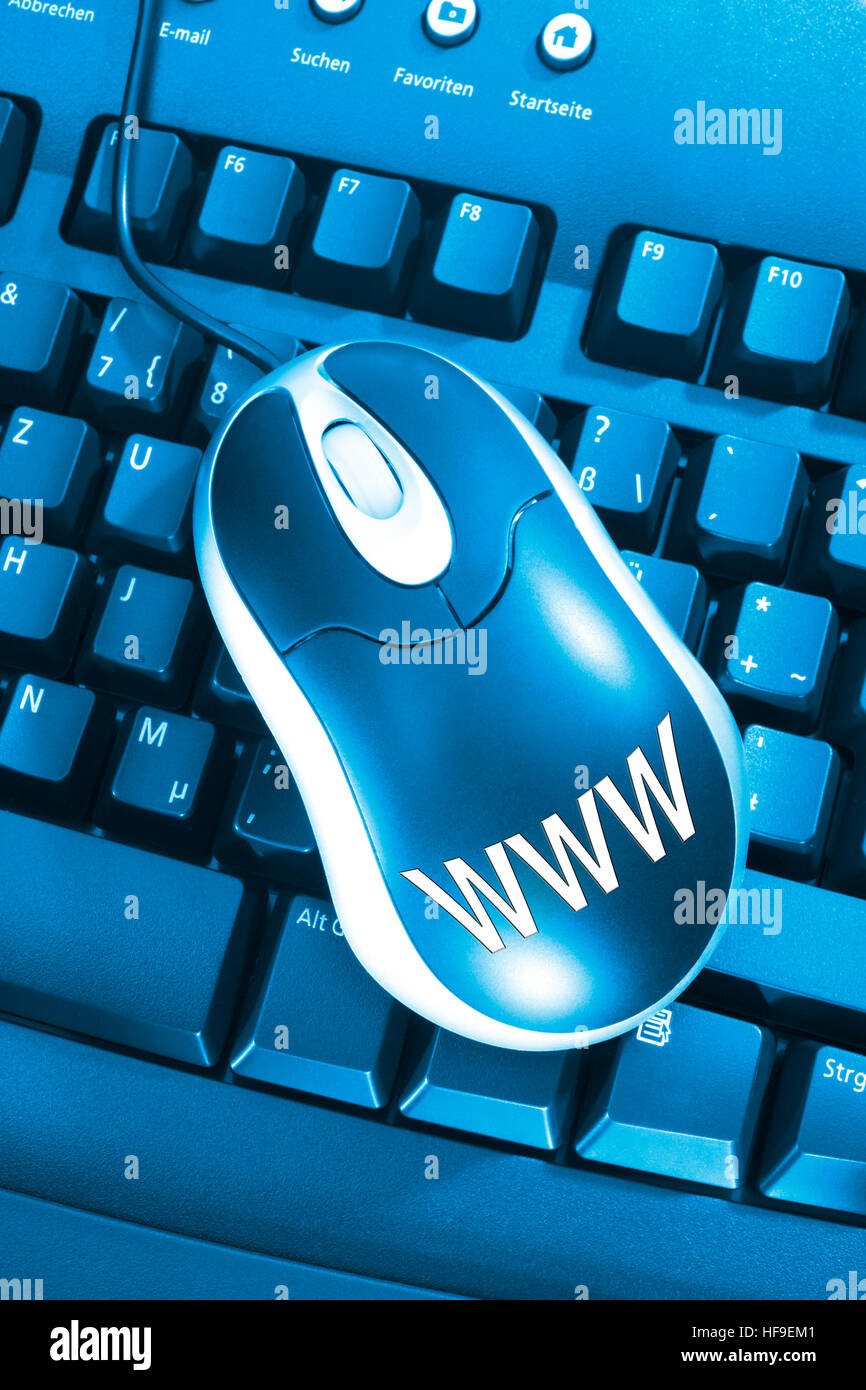 Computer mouse with www lettering and keyboard Stock Photo - Alamy