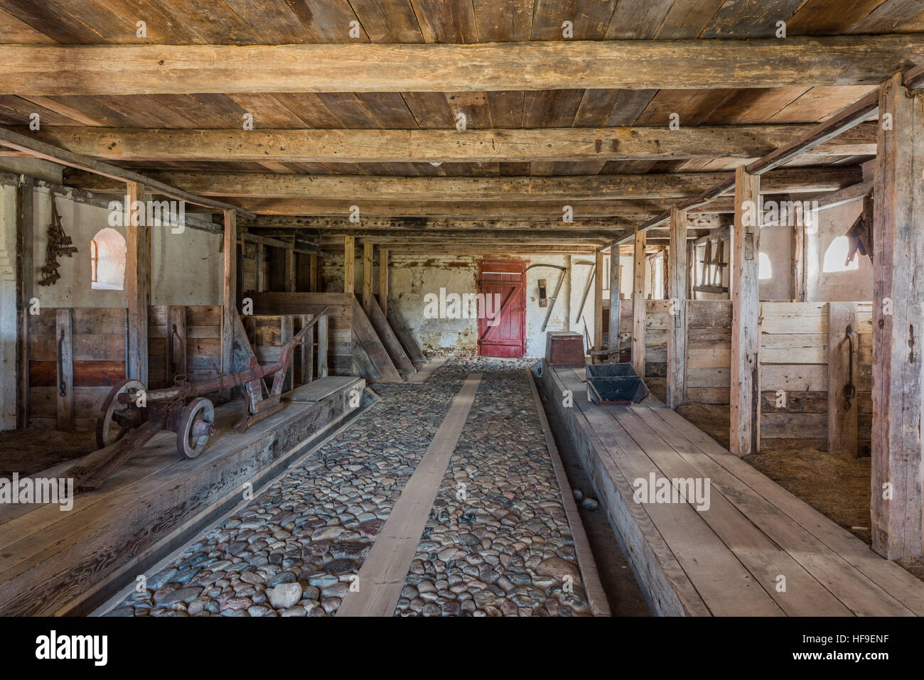 Barn of the historic farmhouse Kommandørgård about 1748, Museum, Danish ...