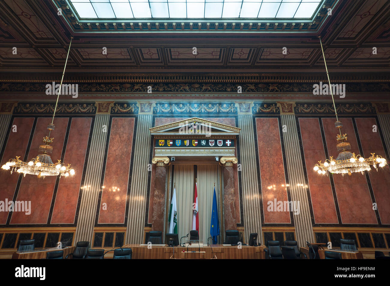 Chamber, Federal Council, close-up, Austrian Parliament Building ...