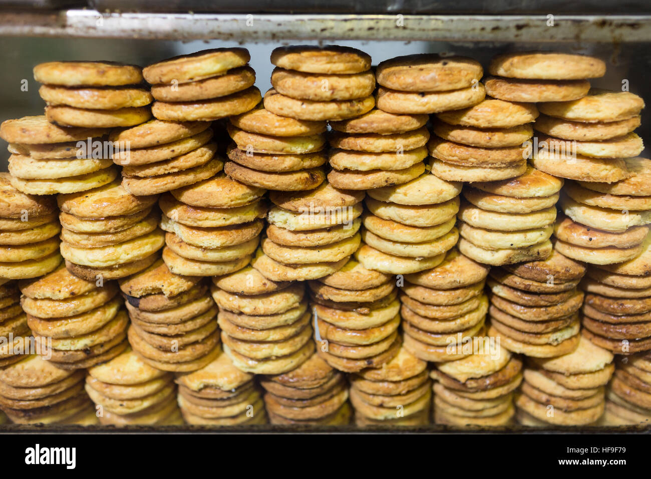 Close-up of Salted Biscuits for sale at a bakery in Hyderabad,India ...