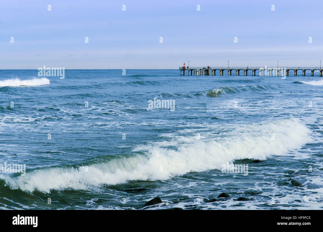 sea wave coast of the Baltic sea, blue sea, waves beat on the rocks ...