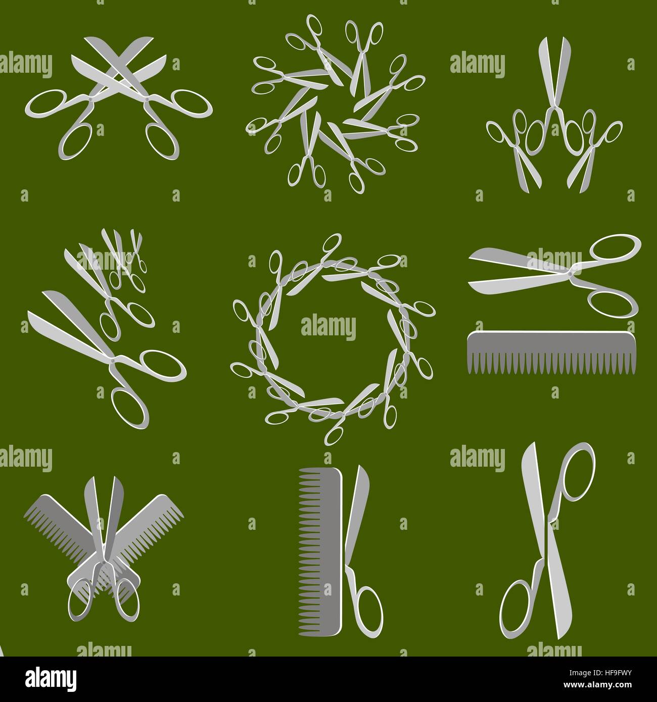 Scissors Icons Isolated on Green Background Stock Vector Image & Art ...
