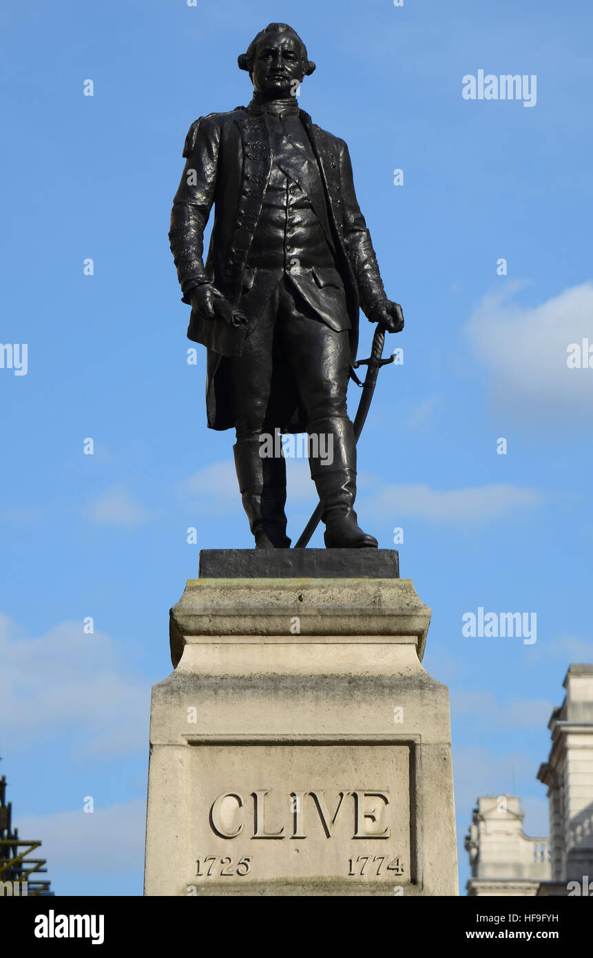 Clive of India. A Grade II-listed bronze statue of Robert Clive, 1st ...