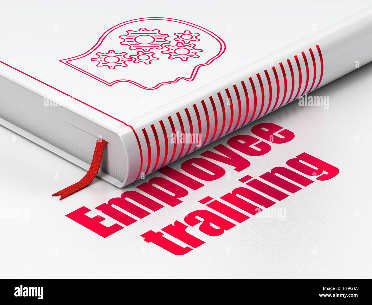 Learning concept: book Head With Gears, Employee Training on white ...