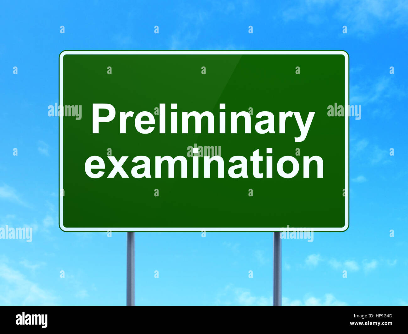 Learning concept: Preliminary Examination on road sign background Stock ...