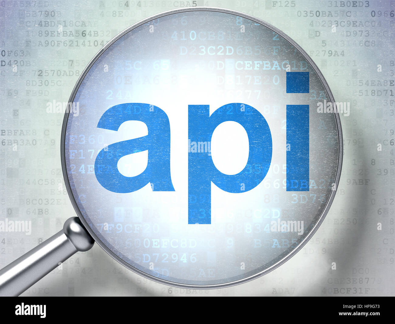 Database concept: Api with optical glass Stock Photo - Alamy