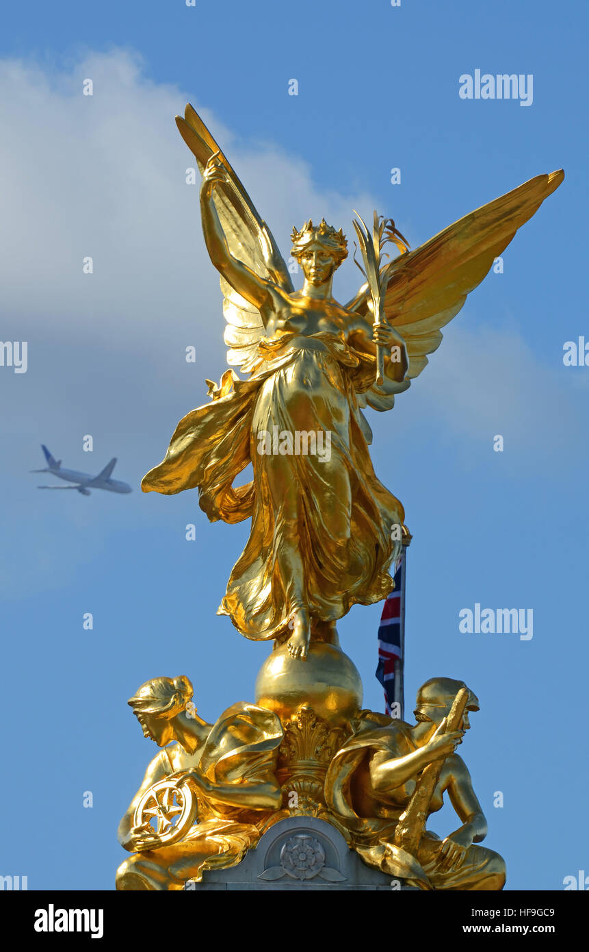 Winged Victory. A detail of the Victoria Memorial outside Buckingham ...