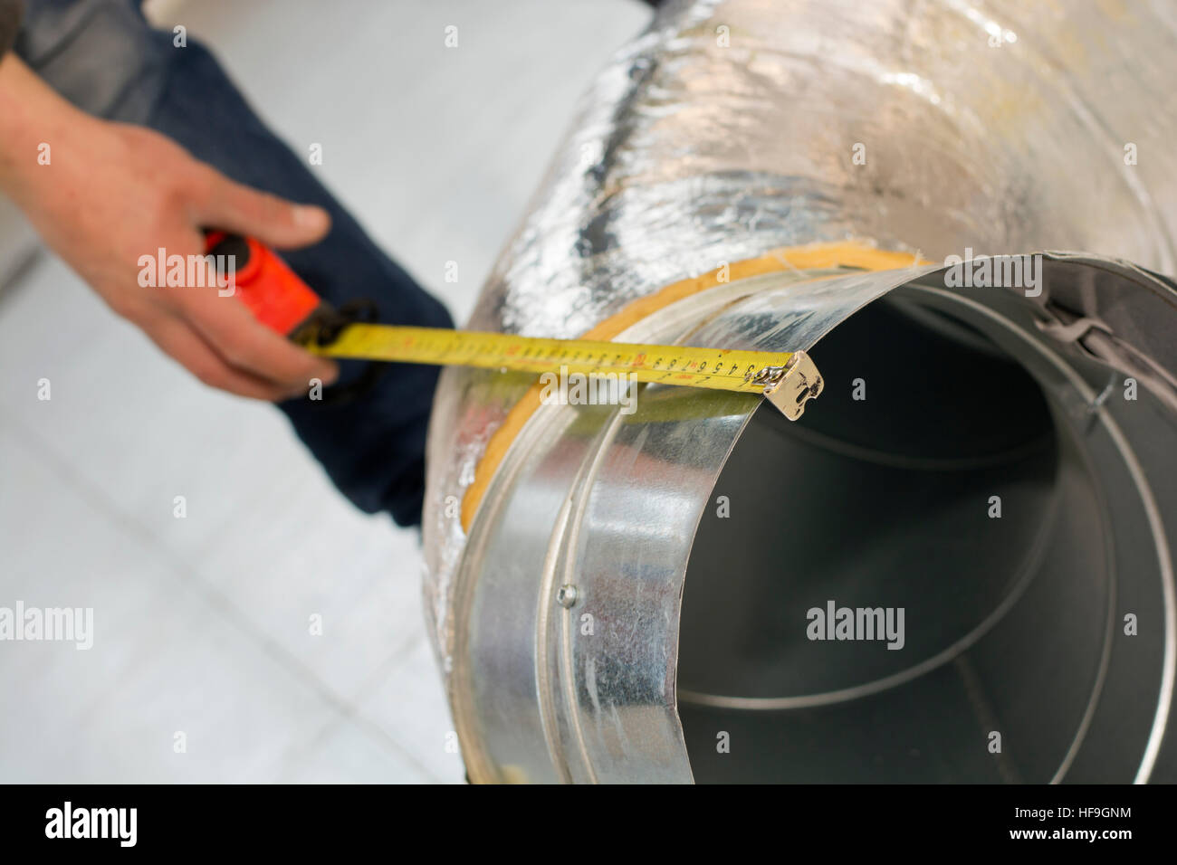Measuring up prior to installation of air conditioning ductwork by ...