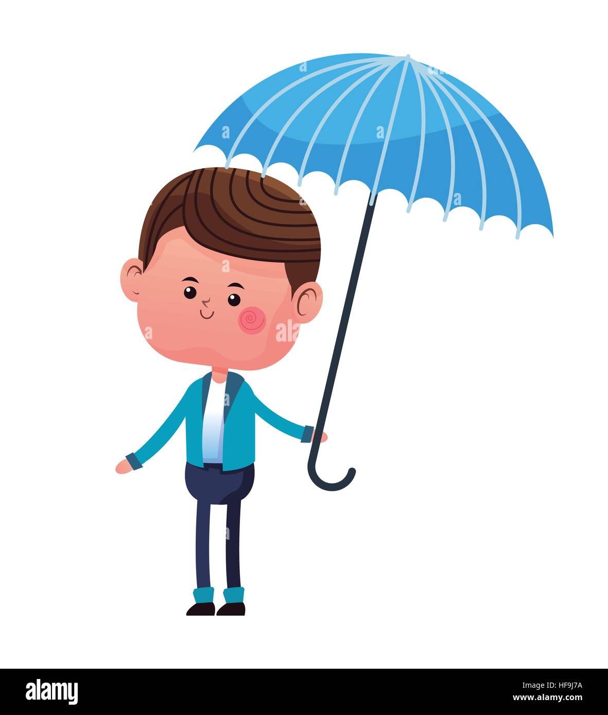 boy smile umbrella blue jacket Stock Vector Image & Art - Alamy