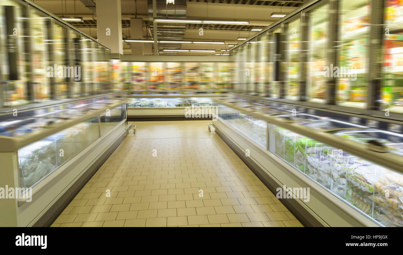 shopping in supermarket, wide view Stock Photo - Alamy