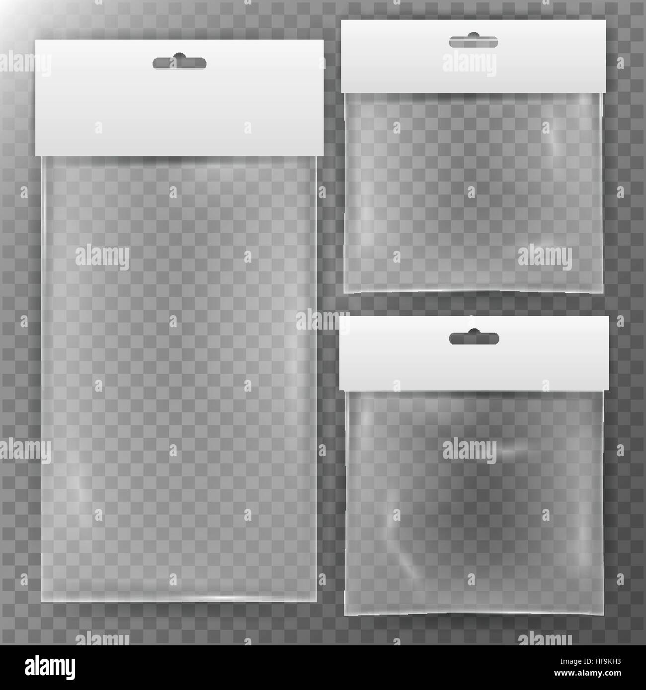 Transparent Plastic Bag. Set Reality Nylon Icon Background. Sealed ...