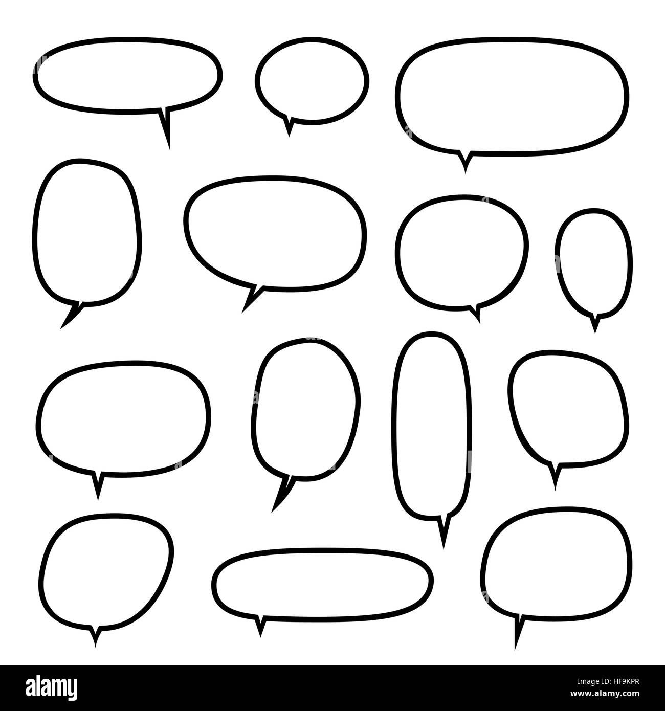Speech Bubble Set. Round Shape. Black Symbol Isolated On White ...