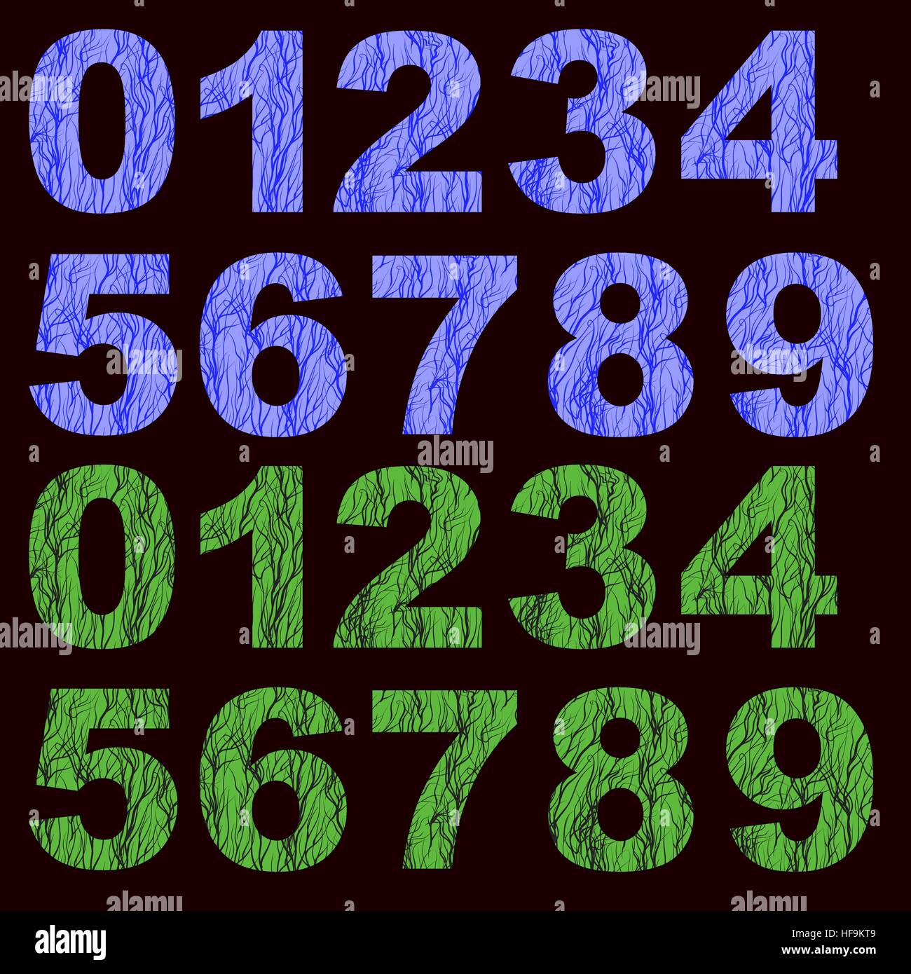 Set of Grunge Blue Green Numbers Stock Vector Image & Art - Alamy
