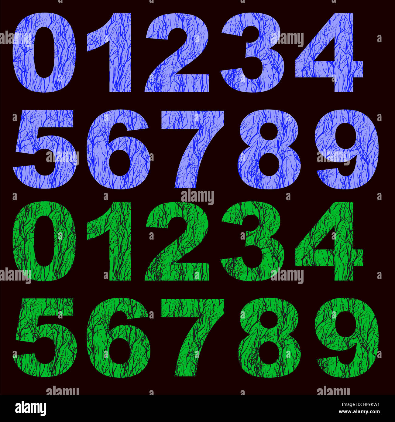 Set of Grunge Blue Green Numbers Stock Photo - Alamy