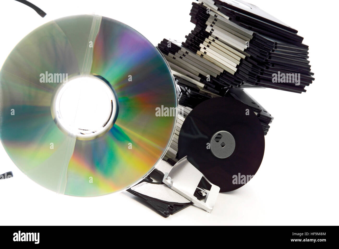 Stack of CDs and floppy disks Stock Photo - Alamy