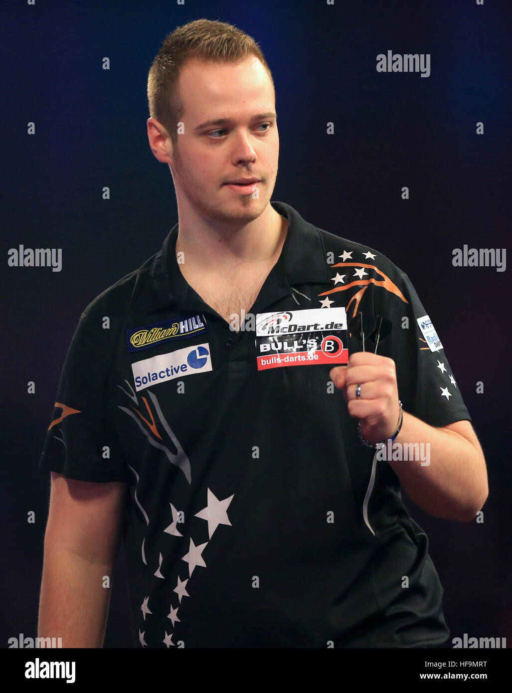 Max Hopp celebrates during day eleven of the William Hill World Darts ...