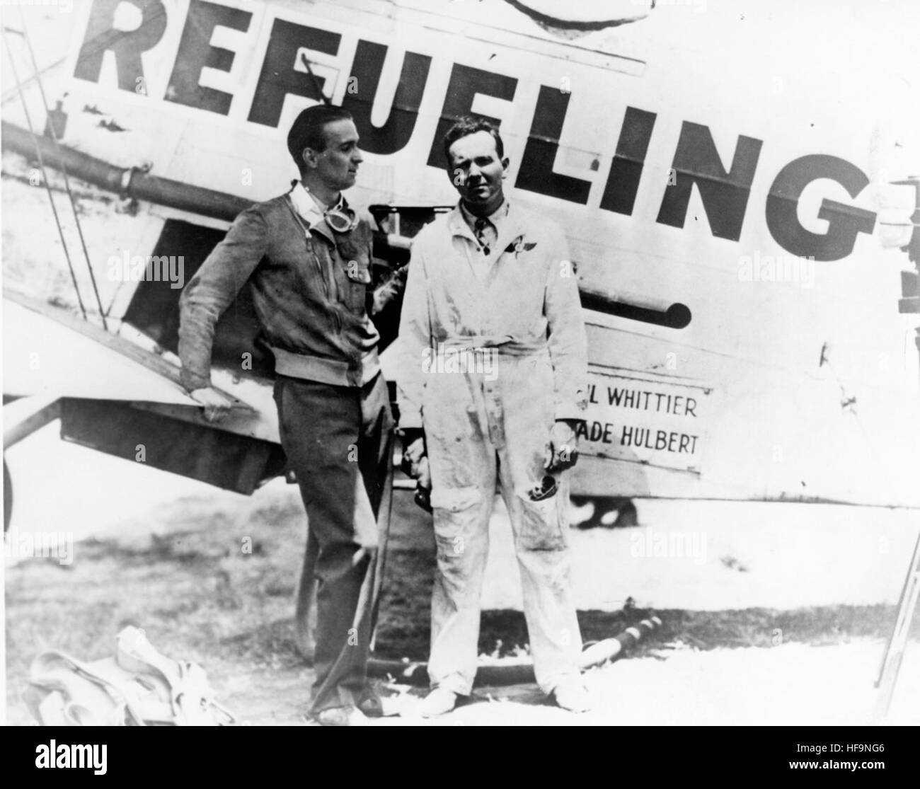 A photograph of Paul Whittier and Wade Hulbert with a Curtiss Carrier ...