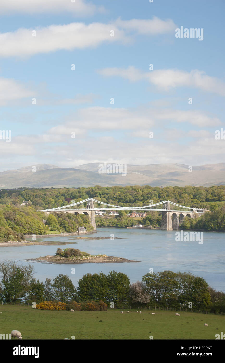 Menai Suspension Bridge in Anglesey Stock Photo - Alamy