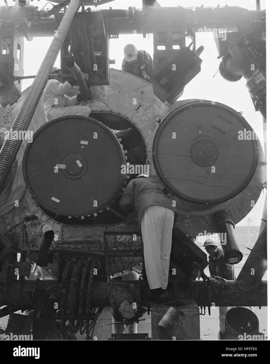 An image of a rocket in the final stages of assembly at the launch pad ...