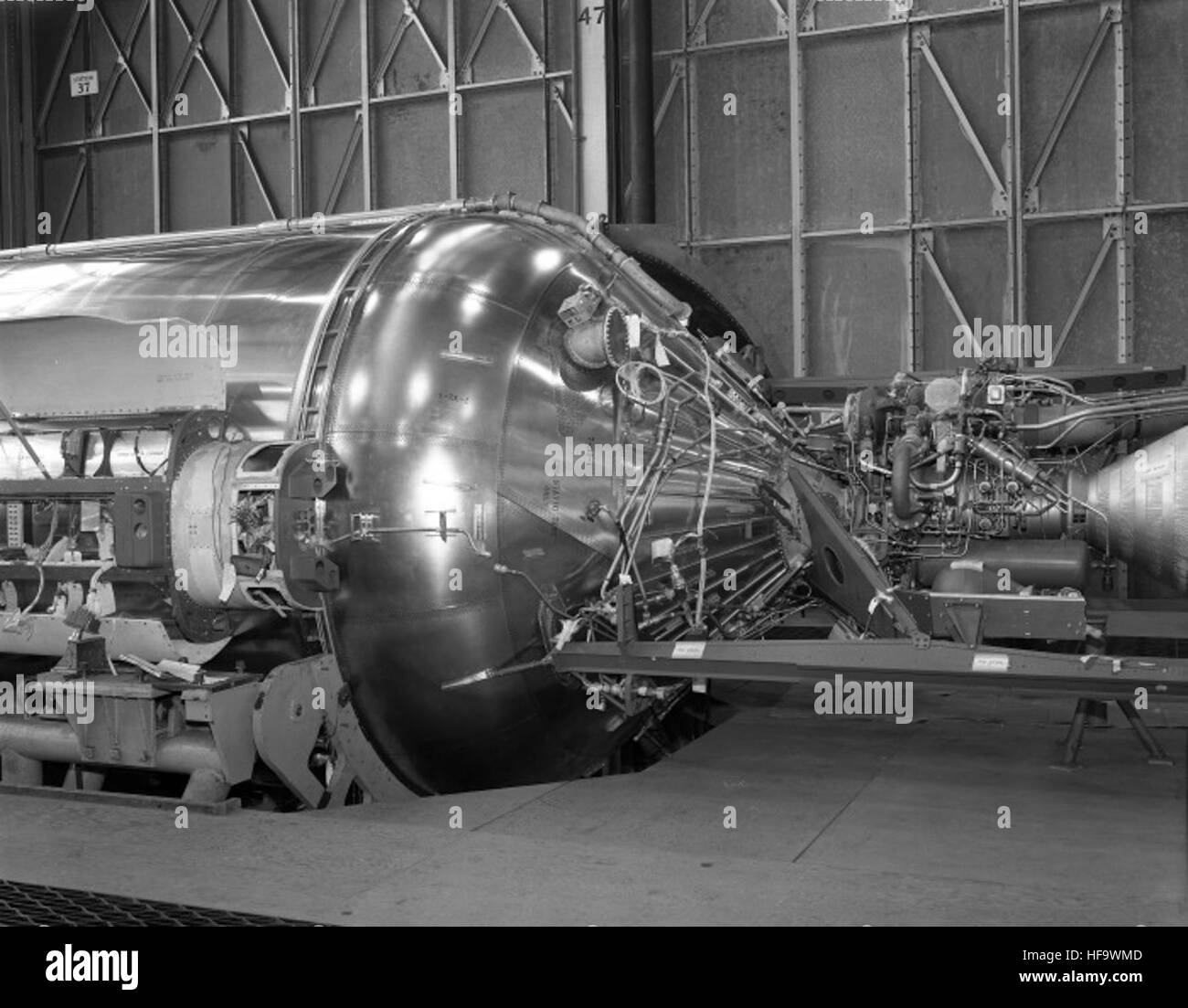 Photograph from the Atlas Collection showing a spacecraft launch. The ...