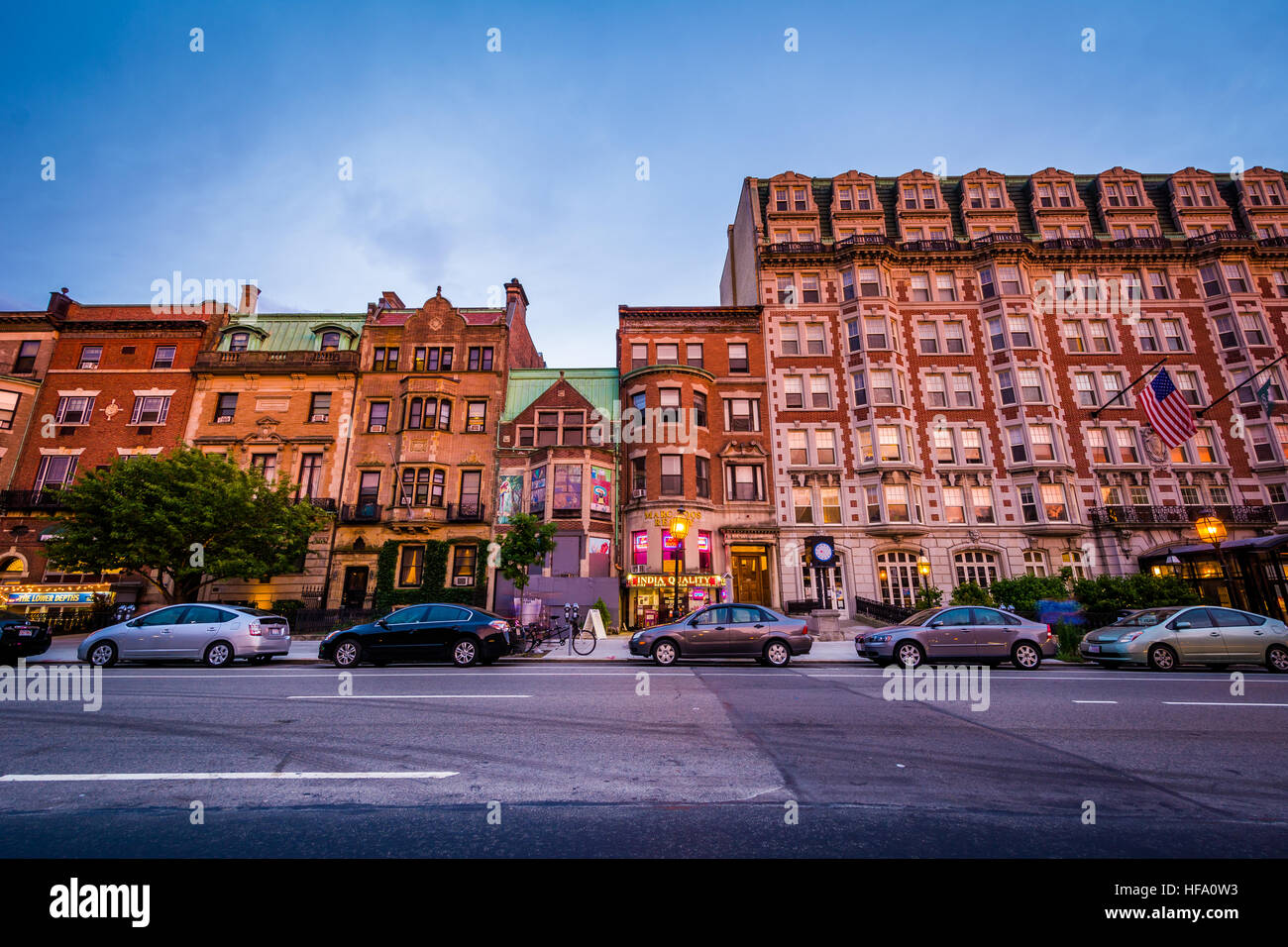 Buildings along Commonwealth Avenue, in Back Bay, Boston, Massachusetts ...