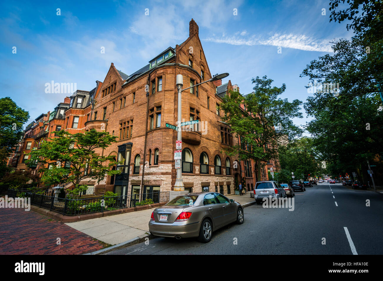 Buildings at the intersection of Marlborough Street and Exeter Street ...
