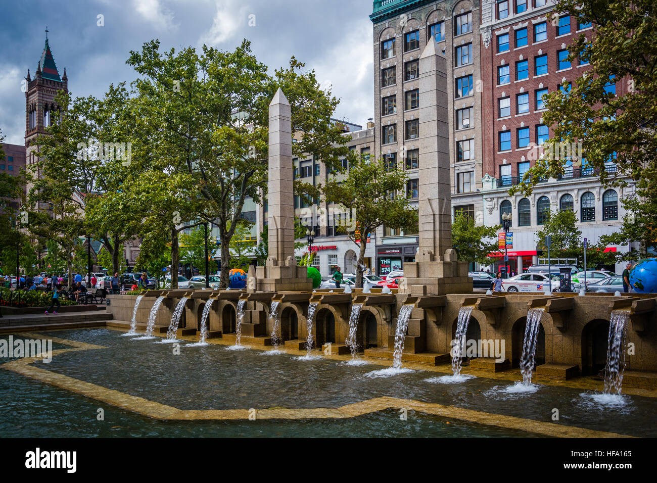 Fountains at Copley Square, in Back Bay, Boston, Massachusetts Stock ...
