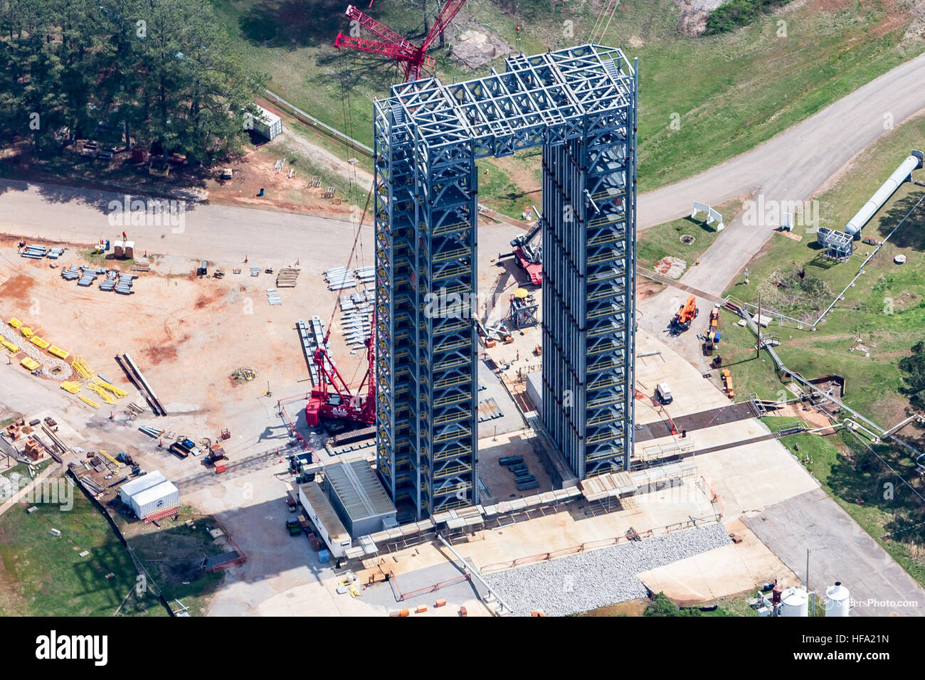 The structural test stand for NASA's Space Launch System (SLS) is ...